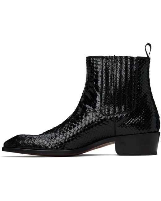 Tom Ford Stamped Python Kenneth Chelsea Boots in Black for Men | Lyst