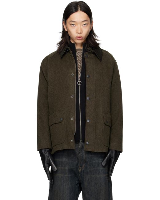 Barbour Khaki Modified Bedale Wool Jacket in Black for Men | Lyst