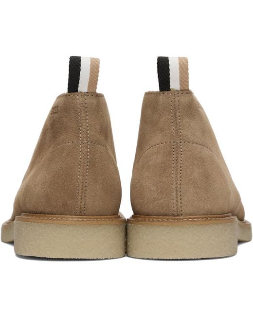 BOSS Tan Suede Desert Boots in Black for Men | Lyst