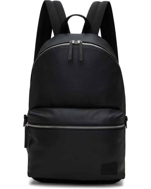 HUGO Faux-Leather Backpack in Black for Men | Lyst