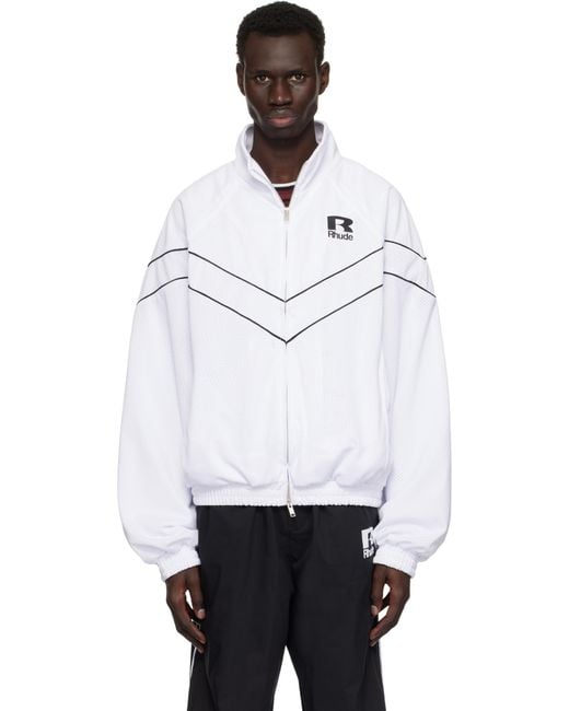 Rhude Piping Raglan Track Jacket in White for Men | Lyst