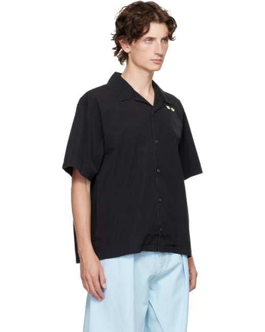 JW Anderson Contrast Embroidery Short Sleeve Shirt in Black for Men ...