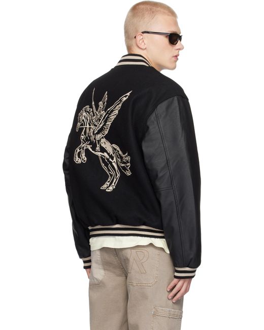 Represent Mascot Wool Varsity Bomber Jacket in Black for Men | Lyst