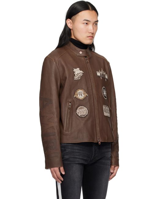 Amiri Patch Racer Leather Jacket in Black for Men | Lyst