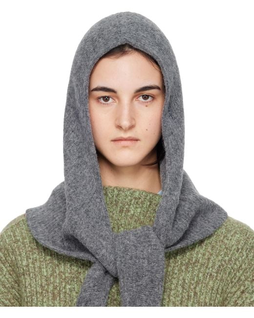 Ganni Soft Wool Balaclava in Grey | Lyst UK