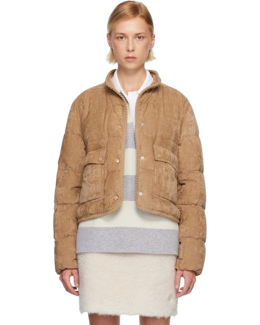 Moncler Tan Essarts Braided Trim Corduroy Short Down Jacket in Natural ...