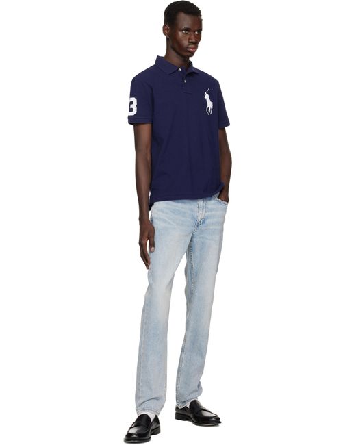 Polo Ralph Lauren Custom Slim Fit Big Pony Mesh Polo in Blue for Men | Lyst