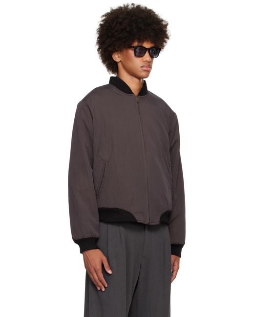 Small Talk Studio Wool Fleece Reversible Bomber Jacket in Black for Men ...