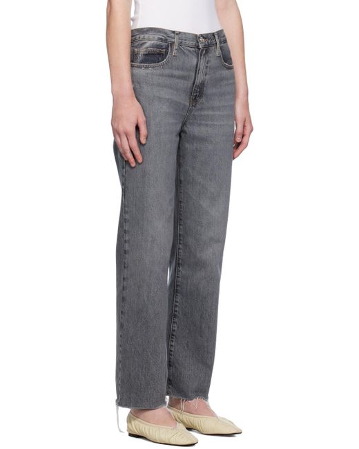 FRAME 'le Jane Ankle Raw Fray' Jeans in Black | Lyst