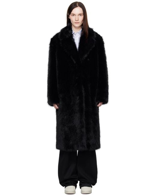 Stand Studio Mckenna Faux-Fur Coat in Black | Lyst