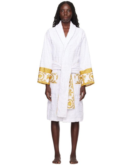 Versace White 'i Heart Baroque' Robe in Black | Lyst