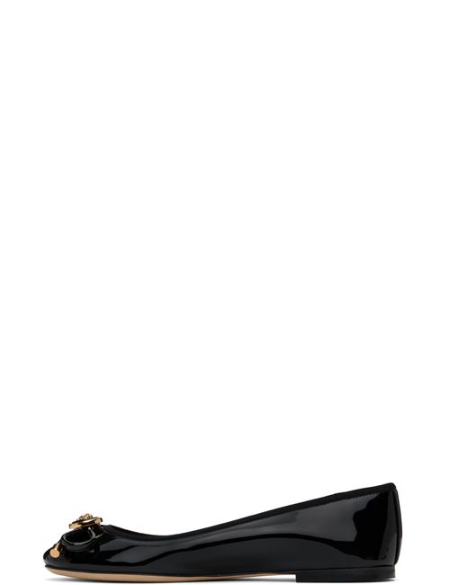 Versace Opera Bow Patent Ballerina Flats in Black | Lyst
