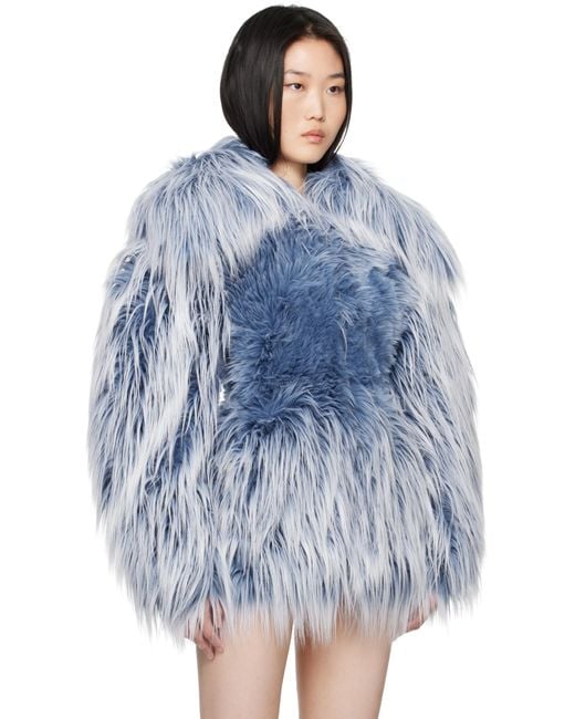 DIESEL W-Caby Faux-Fur Jacket in Blue | Lyst
