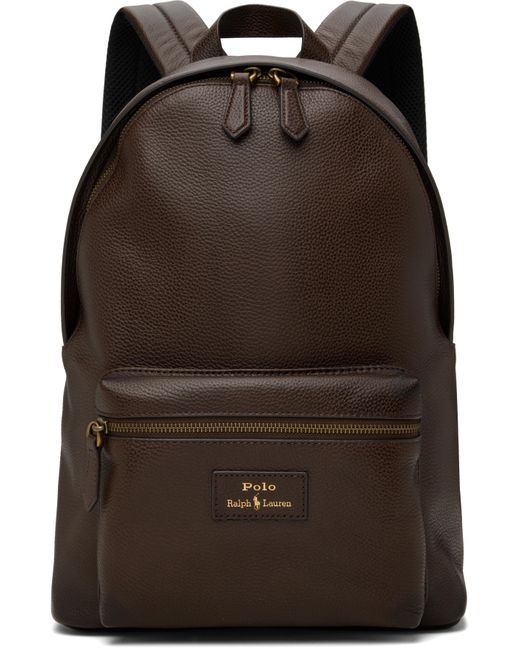 Polo Ralph Lauren Pebbled Leather Backpack in Brown for Men | Lyst