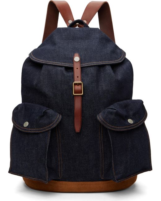 RRL Rucksack Denim Backpack in Blue for Men | Lyst
