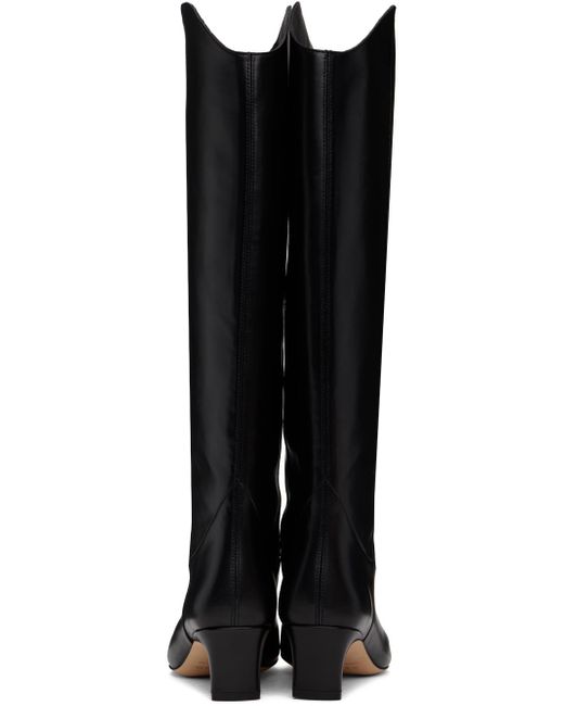 STAUD Buffed Leather Kitten Heel Tall Boots in Black | Lyst