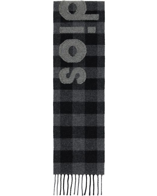 Acne Studios Check Logo Scarf in Black | Lyst UK