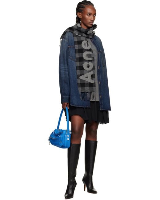 Acne Studios Check Logo Scarf in Black | Lyst UK