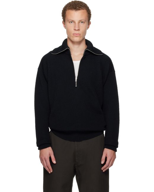 Lemaire Half Zip Sweater in Black for Men | Lyst UK
