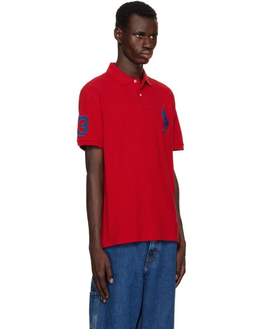 Polo Ralph Lauren Custom Slim Fit Big Pony Mesh Polo in Red for Men | Lyst