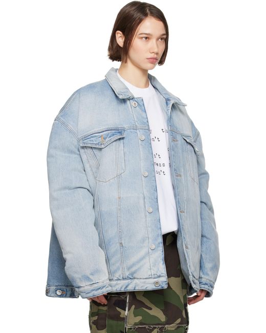 Vetements Puffer Denim Jacket in Blue | Lyst