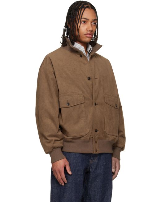 Nanamica Insulation Crew Faux-Suede Jacket in Brown for Men | Lyst UK