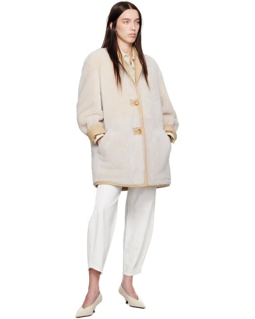 Calvin Klein Halo Shearling Coat in Natural | Lyst