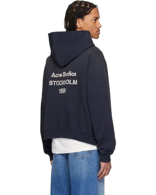 Acne Studios Logo Hoodie in Blue for Men | Lyst UK