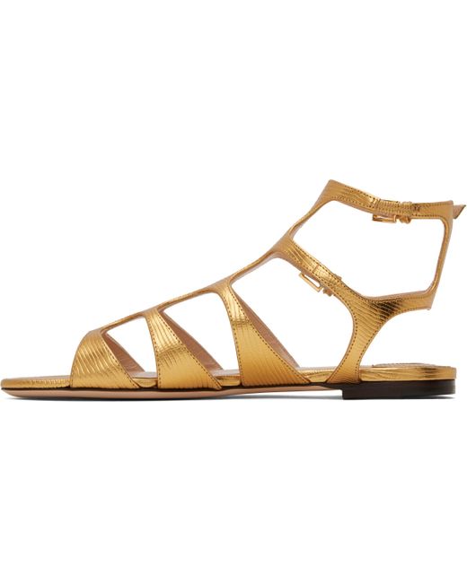 Tom Ford Laminated Printed Lizard Sandals in Black | Lyst