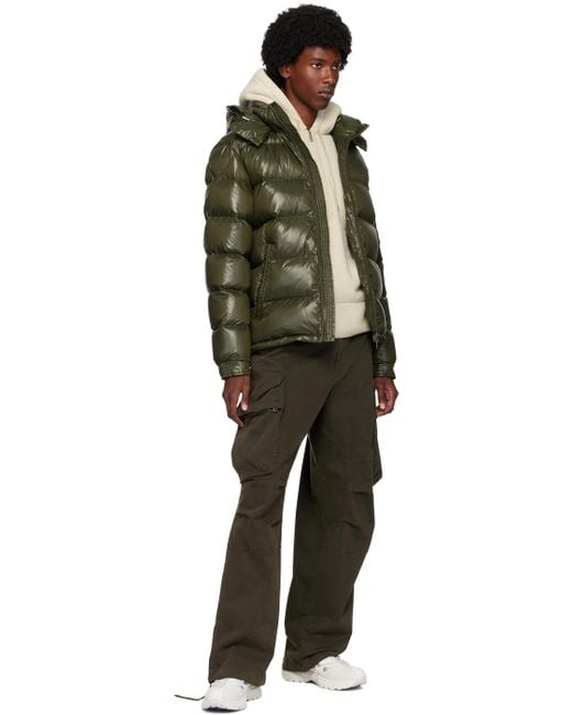 Moncler Khaki Maya Short Down Jacket in Green for Men | Lyst