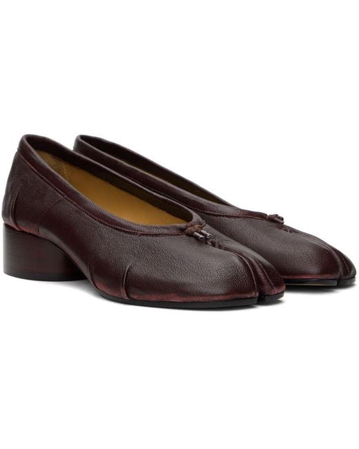 Maison Margiela Burgundy Tabi New Ballerina Flats in Black | Lyst