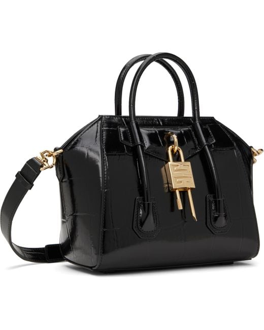 Givenchy Mini Antigona Lock Bag in Black | Lyst