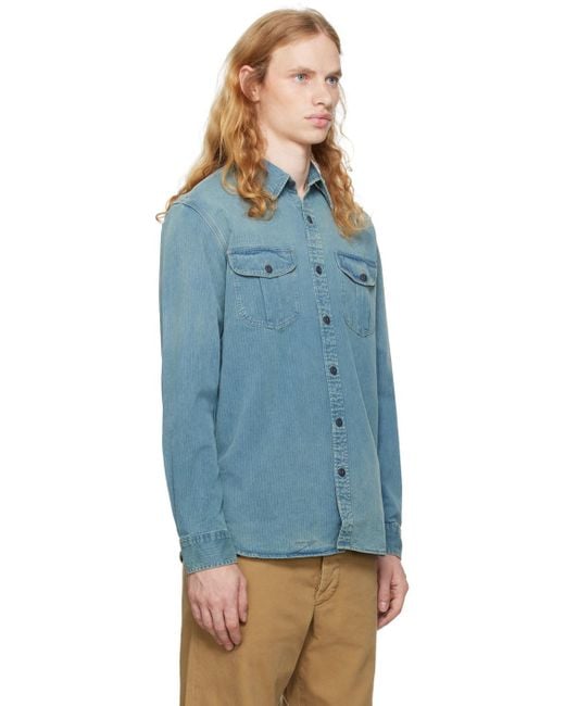 RRL Herringbone Work Shirt in Blue for Men | Lyst