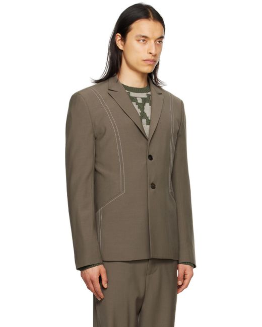 Steven Passaro Taupe Contrast Stitch Blazer in Brown for Men | Lyst
