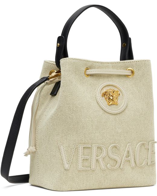 Versace Bucket Fabric & Calf Leather Bag in Metallic | Lyst