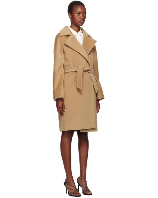 Max Mara Tan Estelle Coat in Black | Lyst