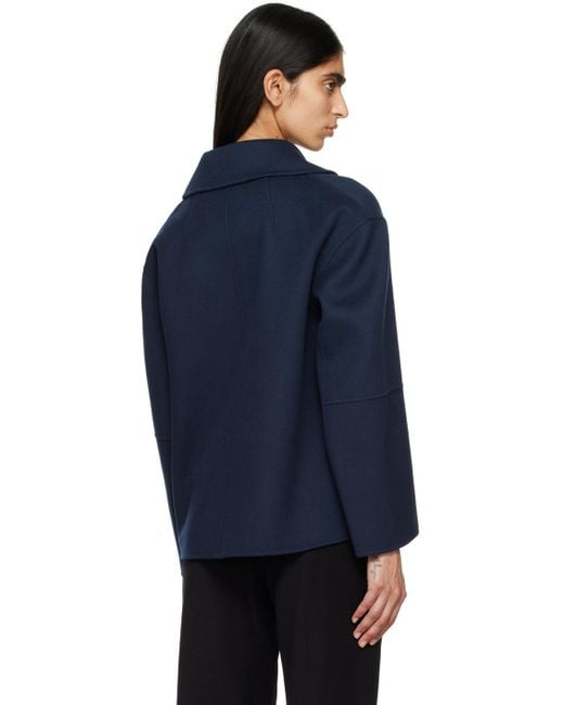 Max Mara Navy Double-breasted Jacket in Blue | Lyst