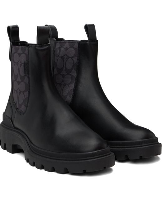 COACH Colson Signature Chelsea Boots in Black for Men | Lyst