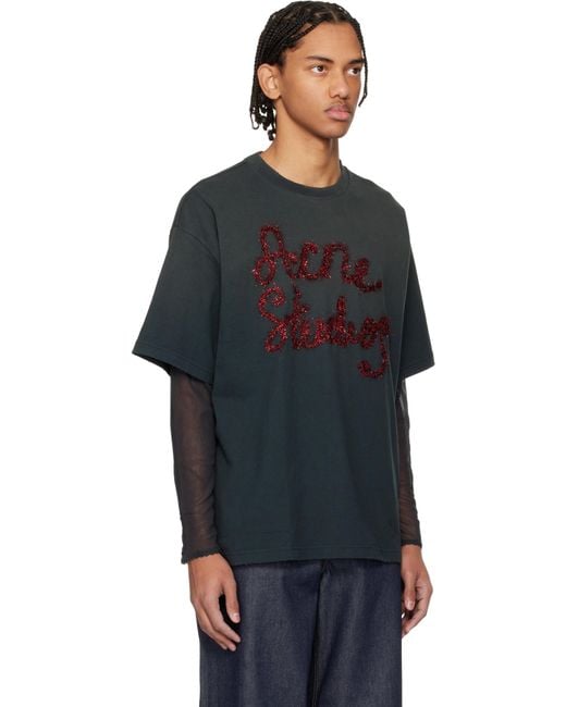 Acne Studios Layered Logo T-Shirt in Black for Men | Lyst UK