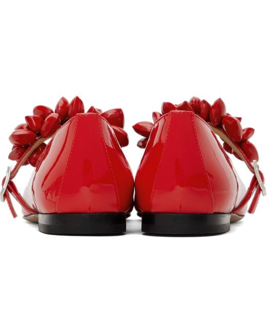 Mach & Mach Puffy Heart Patent Leather Square Toe Ballerina Flats in ...