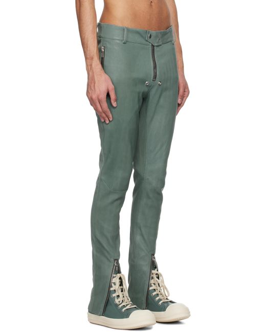 Rick Owens Hollywood Tyrone Bela Leather Pants in Green for Men | Lyst