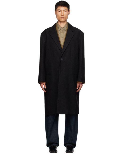 Lemaire Black Button Coat for Men | Lyst