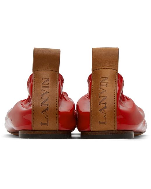 Lanvin Red Leather Ballerina Flats | Lyst