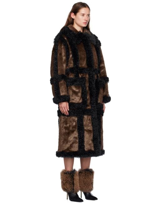 Stand Studio Hayden Faux-Fur Coat in Black | Lyst