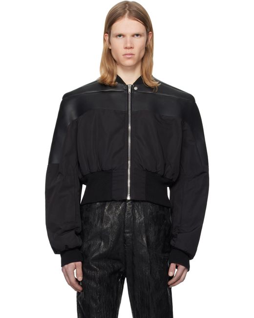 Rick Owens Hollywood Girdered Leather Bomber Jacket in Black for Men ...