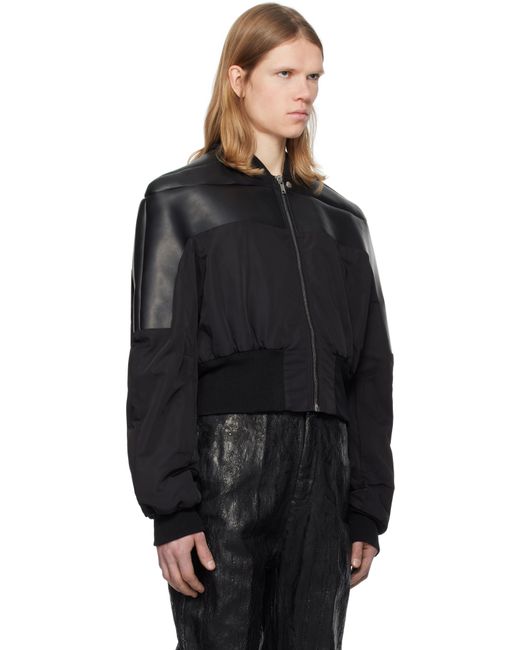 Rick Owens Hollywood Girdered Leather Bomber Jacket in Black for Men ...