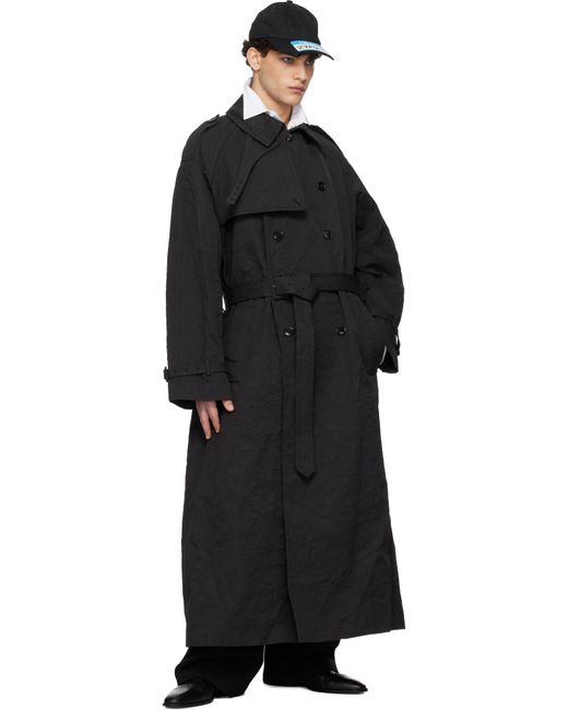Vetements Metalized Wrinkled Trench Coat in Black for Men | Lyst