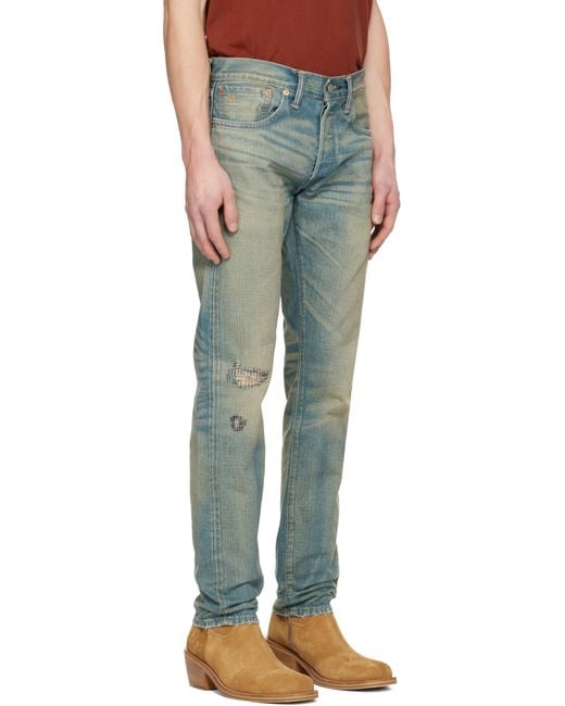 RRL Slim Fit Ridgeway Selvedge Jeans in Blue for Men | Lyst UK