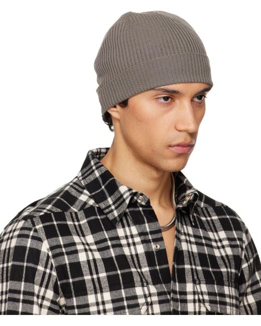 Rick Owens Temple Ribbed Beanie in Grey for Men | Lyst UK