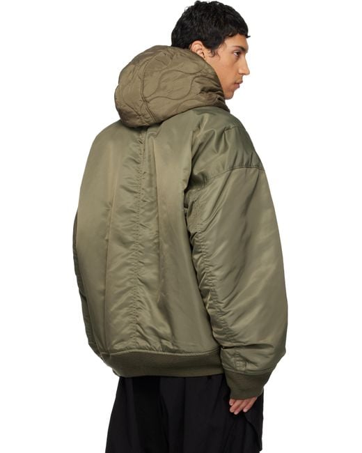 Maison Mihara Yasuhiro Extended Placket Hood Flight Jacket in Green for ...